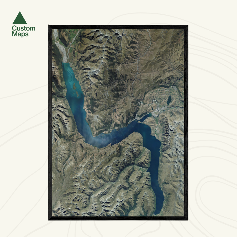Queenstown Lake Wakatipu Aerial Print – Custom Maps